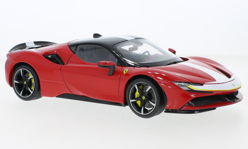 Ferrari SF90 Stradale, red/white stripes, 2021 | Modelsnavigator.com