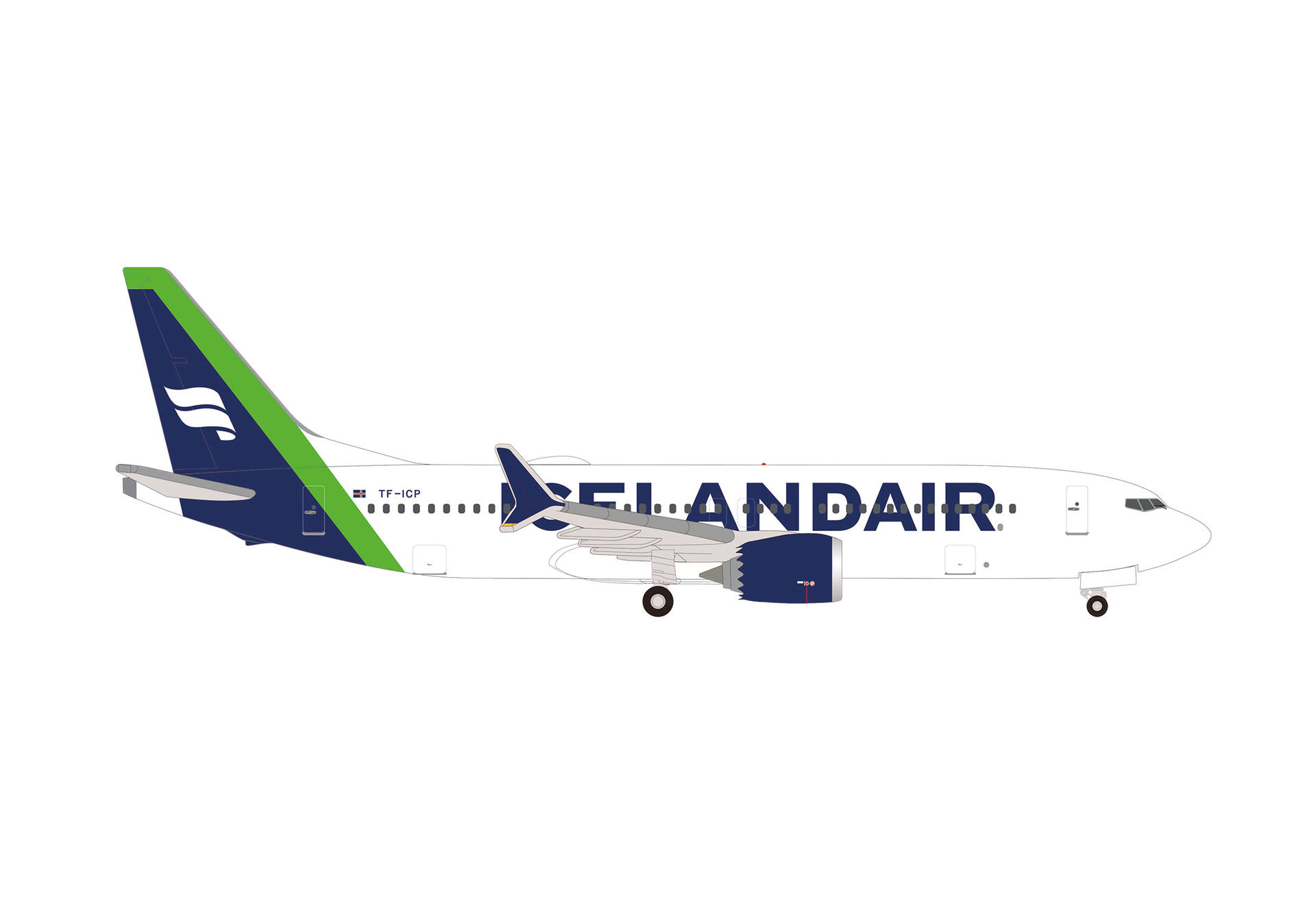 Boeing 737 Max 8 Icelandair - green tail stripe "Landmannalaugar ...