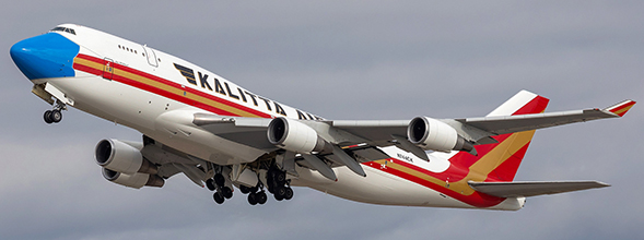 Boeing 747-400BCF Kalitta Air "Mask Livery" with stand ...